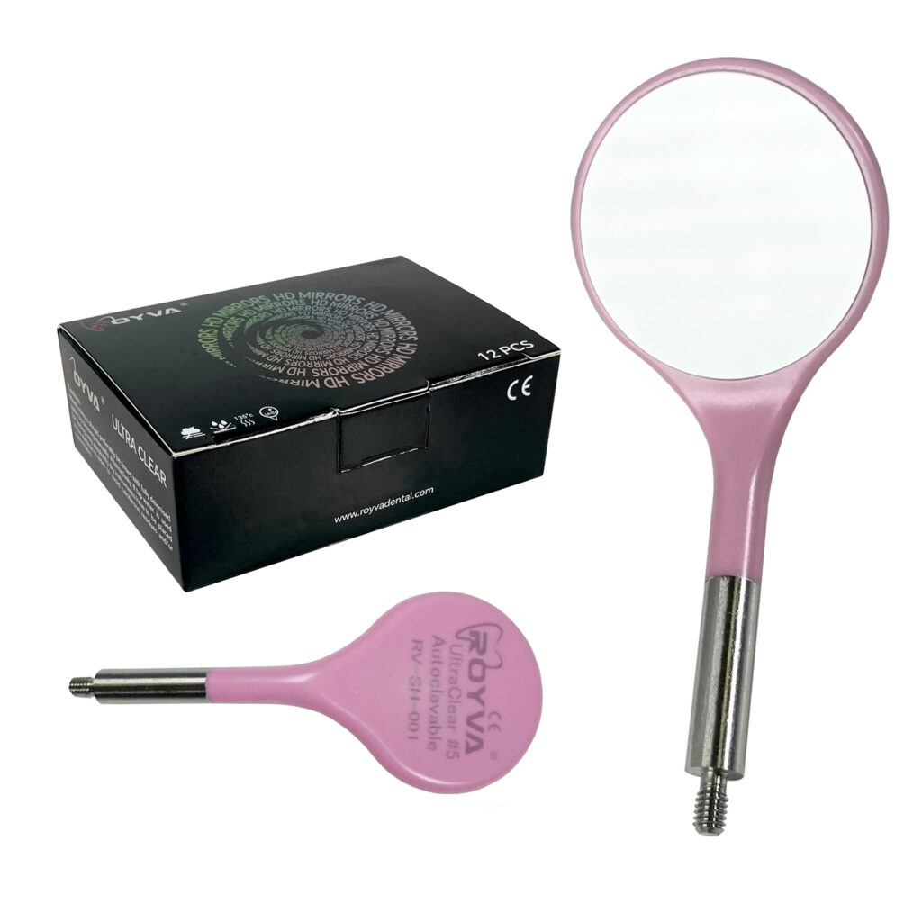 12pcs Royva Ultra Clear Dental Mirror Heads - Pink Size #5 - F2 Medical ...